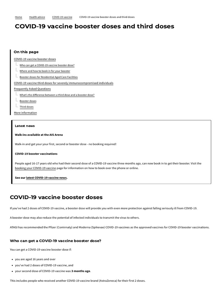 COVID-19 Vaccine Booster Doses and Third Doses - COVID-19 | PDF ...