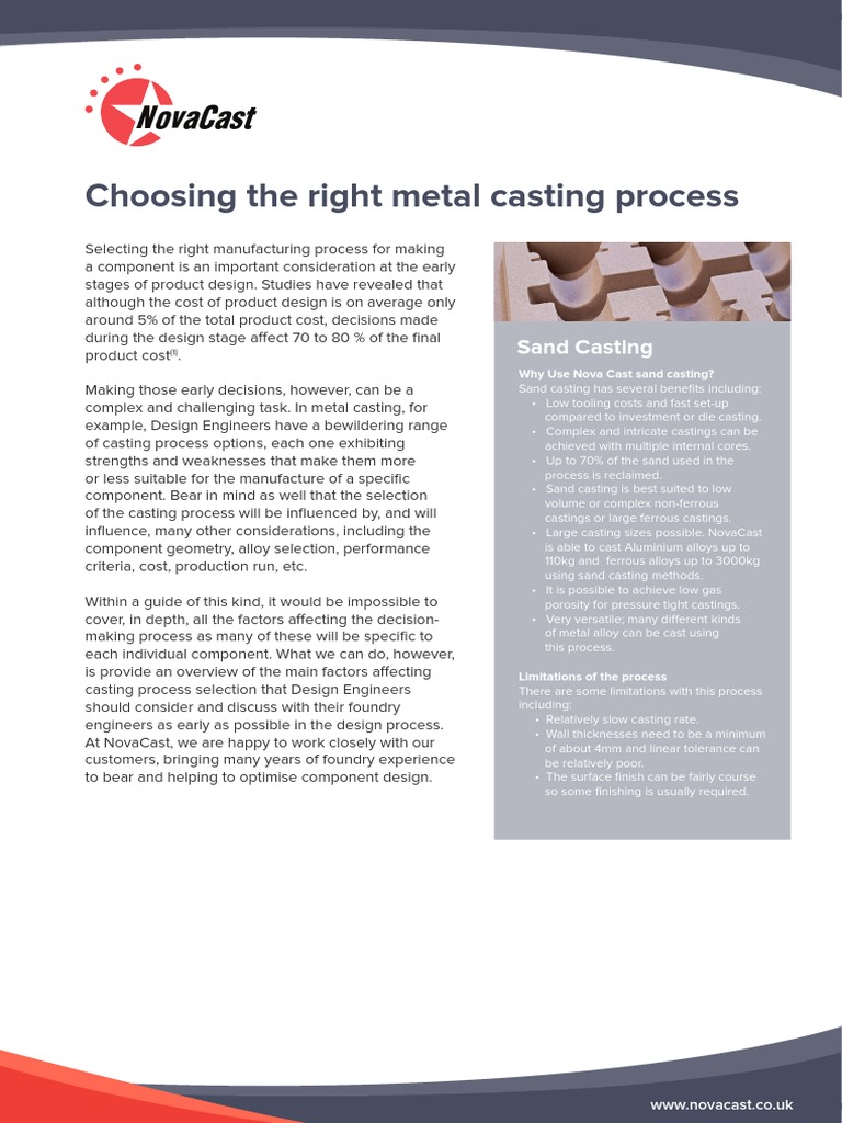 Choosing The Right Metal Casting Process: Novacast | PDF | Casting (Metalworking) | Foundry