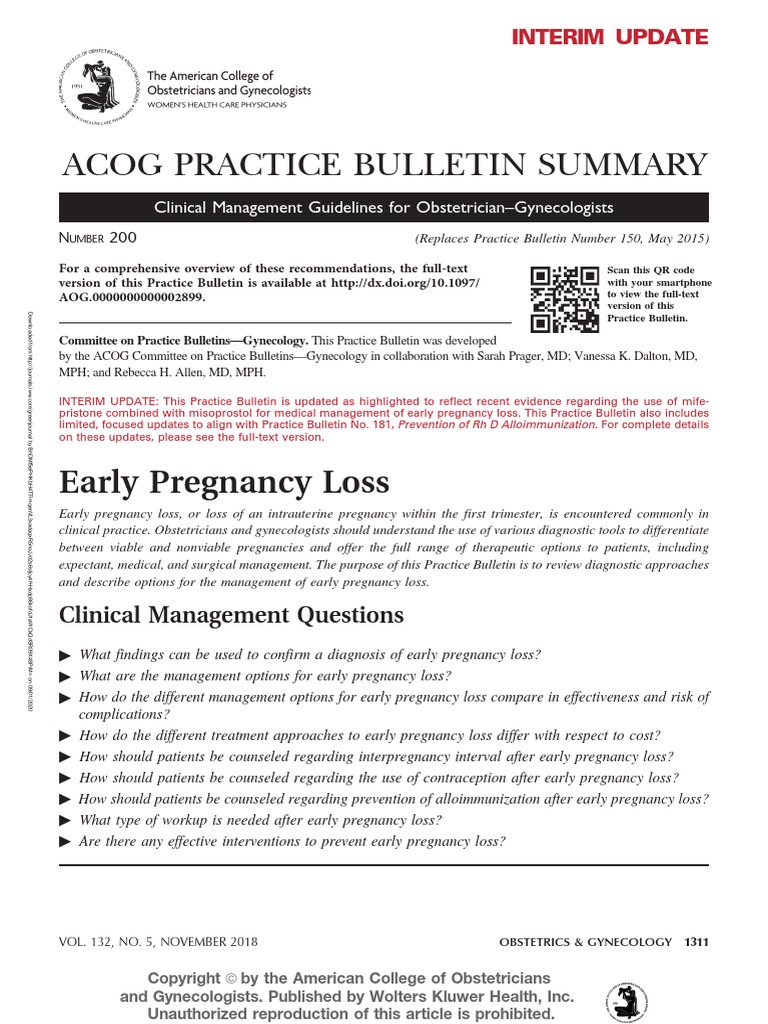 Acog Practice Bulletin No 200 Summary 2018 | PDF