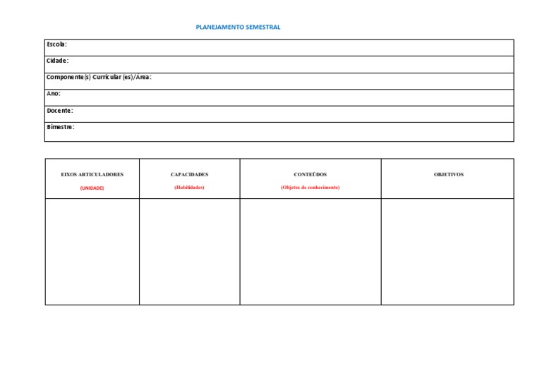Planejamento Semestral | PDF
