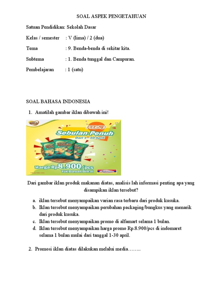 Soal Aspek Pengetahuan Azrina Ayu | PDF