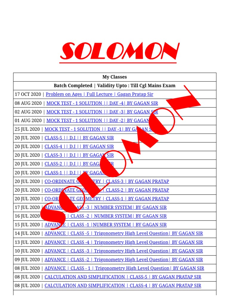 #SOLOMON MATHS MAINS by Gagan Sir | PDF | Mathematics | Algebra