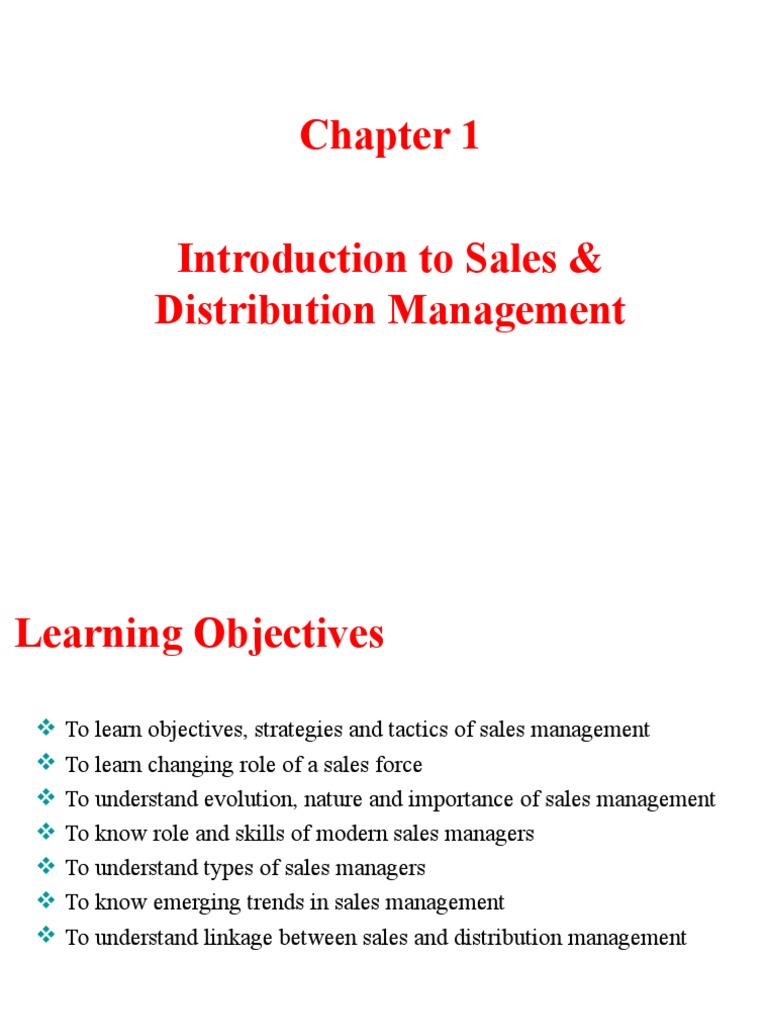 Chapter 1 Introduction To Sales & Distribution Management 1 | PDF ...