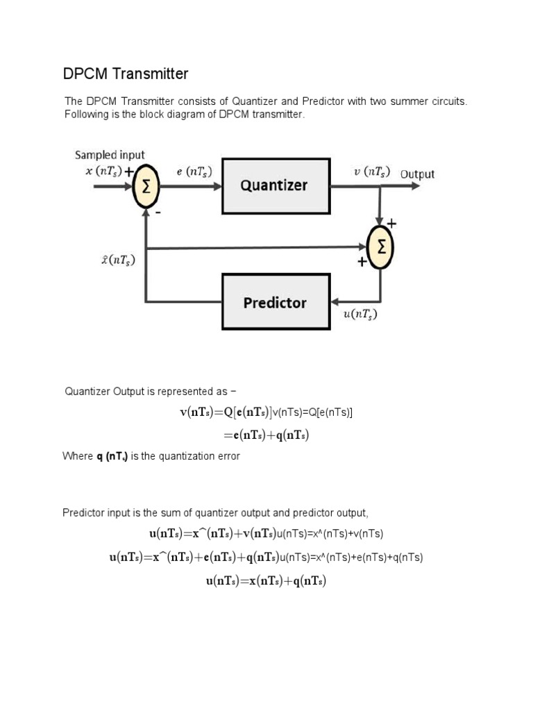 DPCM Transmitter: V (NT) Q (E (NT) ) e (NT) +Q (NT) | PDF