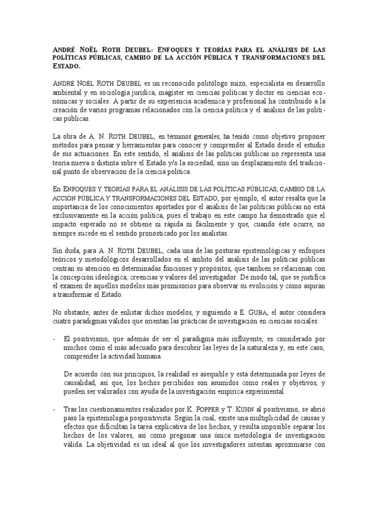 André-Noël Roth Deubel | PDF | Paradigma | Teoría