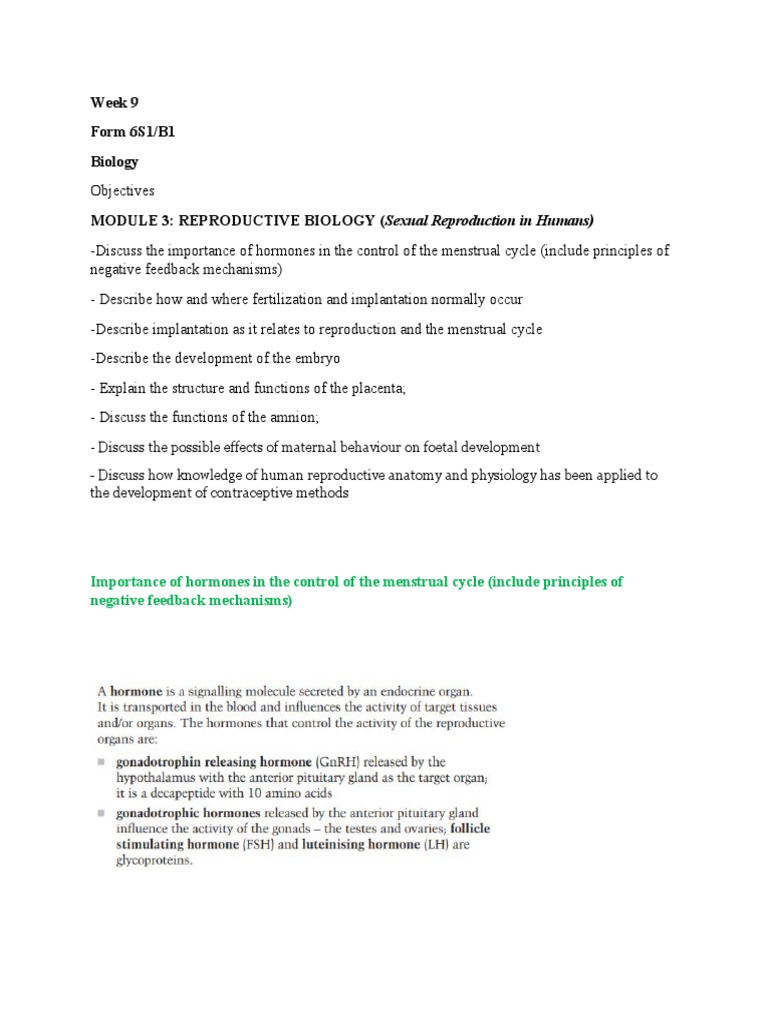 Hormonal Regulation of the Menstrual Cycle and Fertilization, Embryonic ...