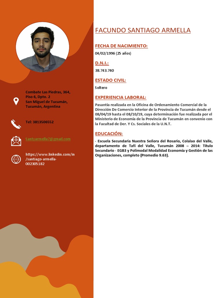 Currículum Vítae Facundo Santiago Armella | PDF