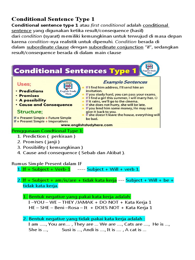 Conditional Sentence Type 1 | PDF | Seni & Disiplin Bahasa