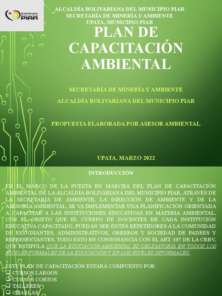 Plan de Capacitación Ambiental | PDF