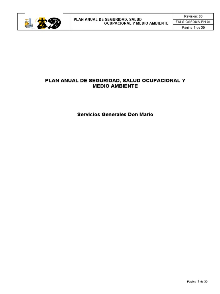 Plan de Seguridad, Salud y Medio Ambiente | PDF | Seguridad y salud ocupacional | Valores