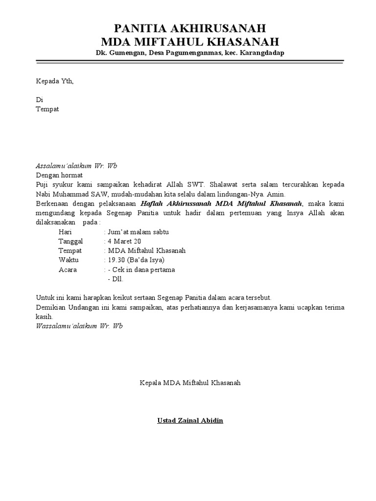 Undangan Akhirussanah | PDF | Griya & Taman | Agama & Spiritualitas