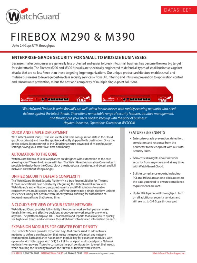 FIREBOX M290 & M390: Enterprise-Grade Security For Small To Midsize Businesses | Download Free ...