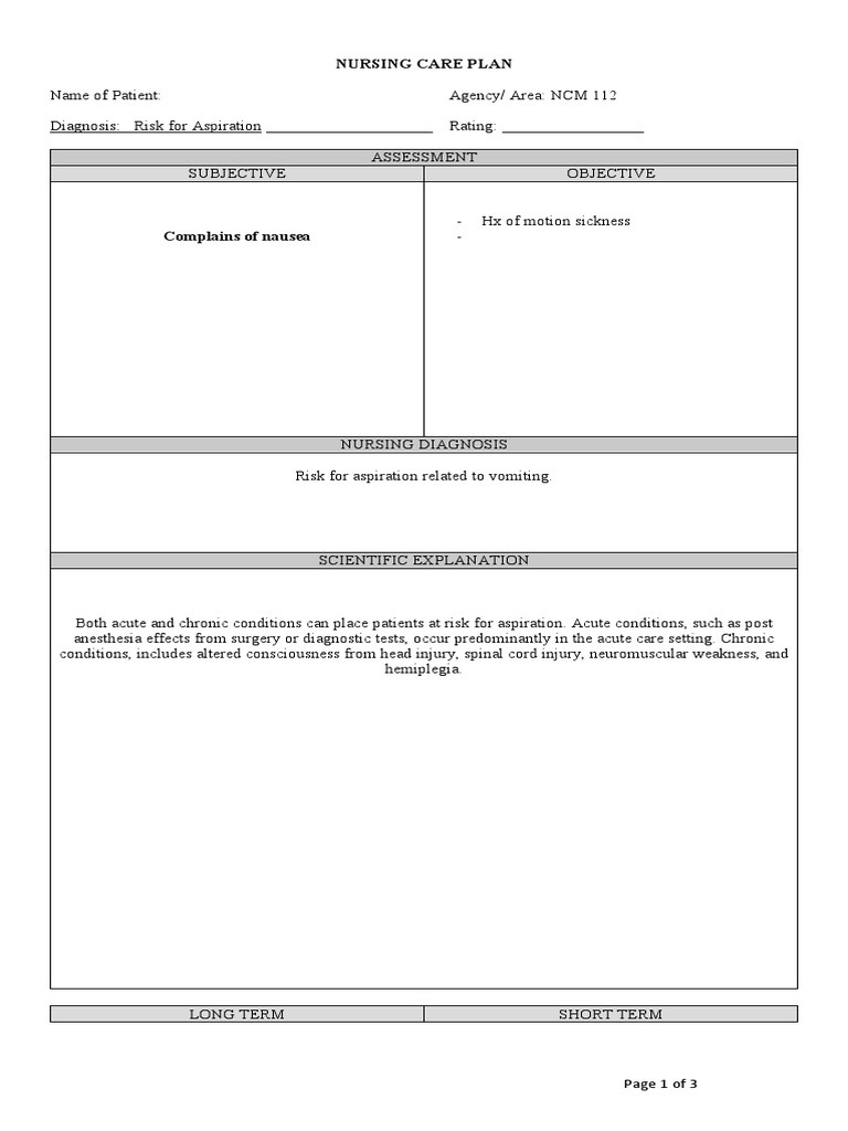 NCP - Risk For Aspiration | PDF