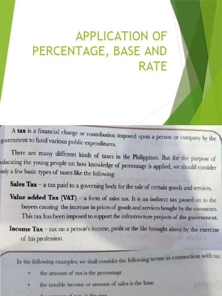 Application of Percentage, Base and Rate | PDF
