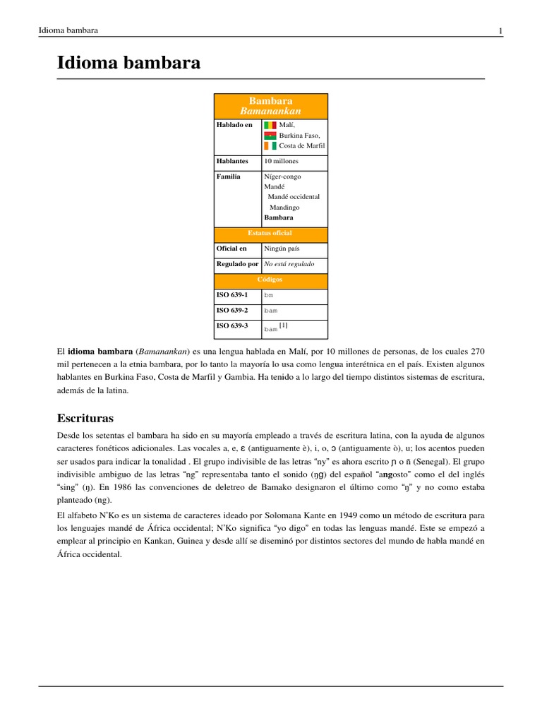 Bambara Bamanankan | PDF | Lingüística | Escritura