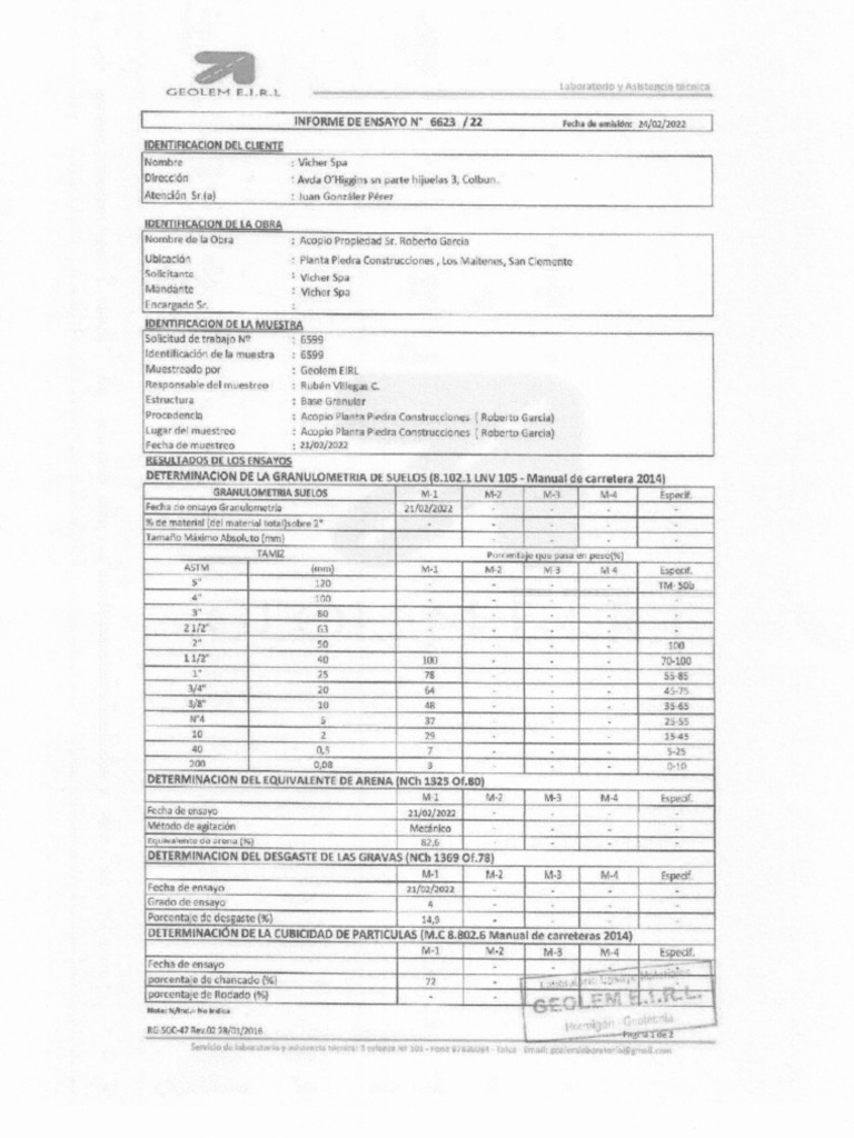 Certificado Base Granular | PDF