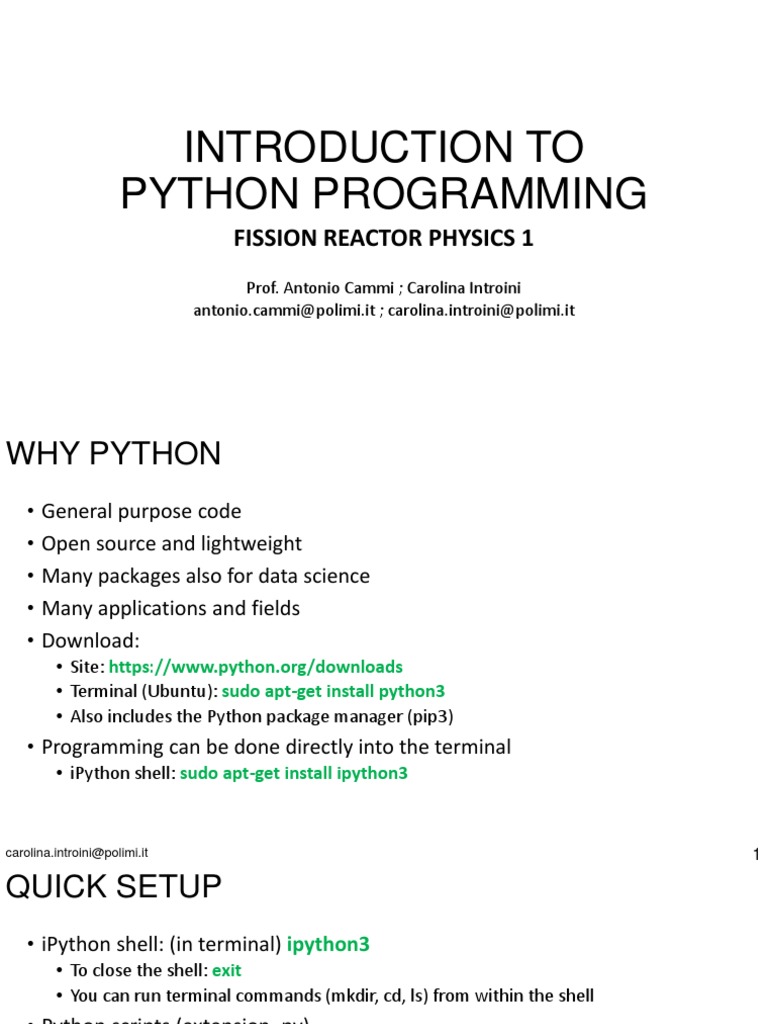 Introduction To Python Programming: Fission Reactor Physics 1 | PDF ...