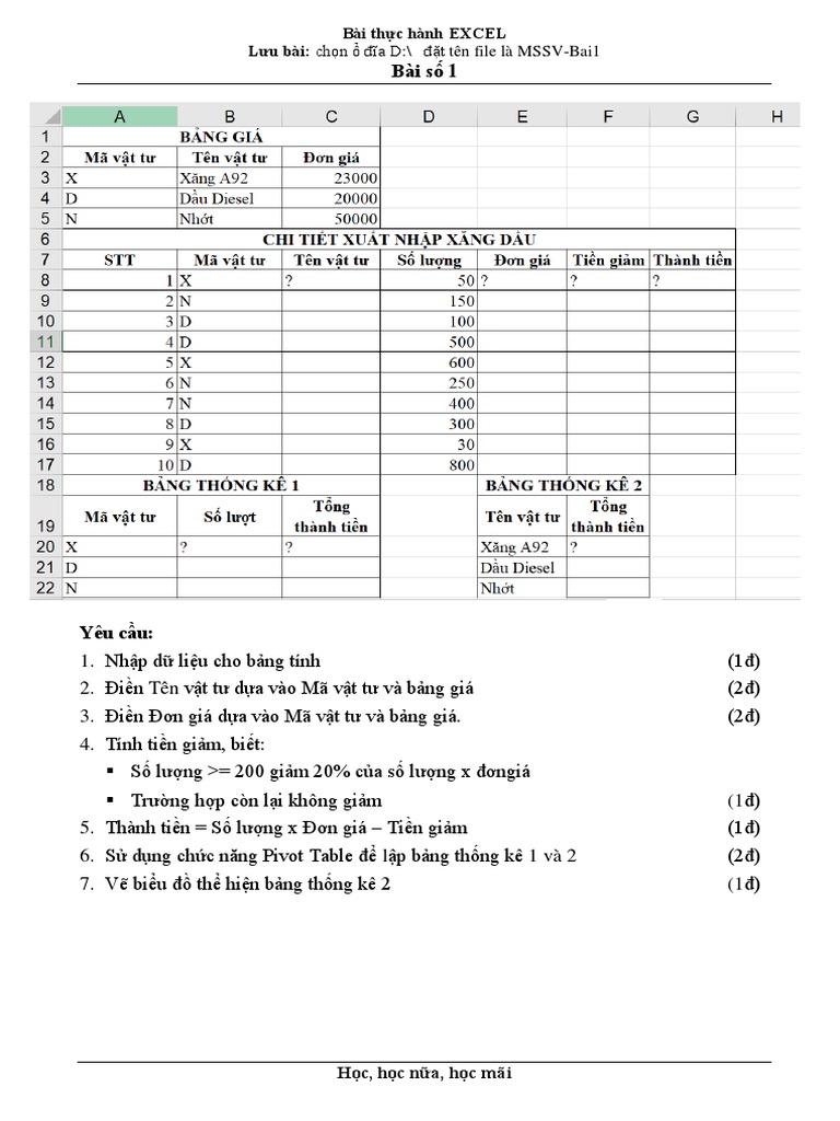 De Thuc Hanh Excel 2021 | PDF