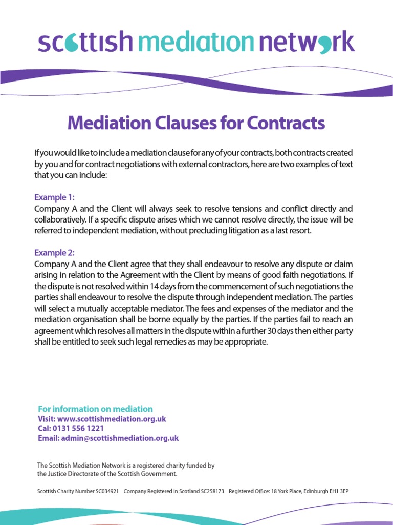 Mediation Clauses For Contracts | PDF