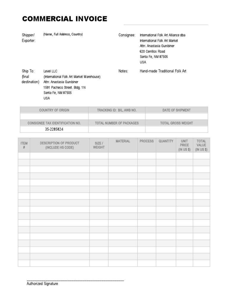 Commercial Invoice: Shipper/ Exporter: Consignee | PDF