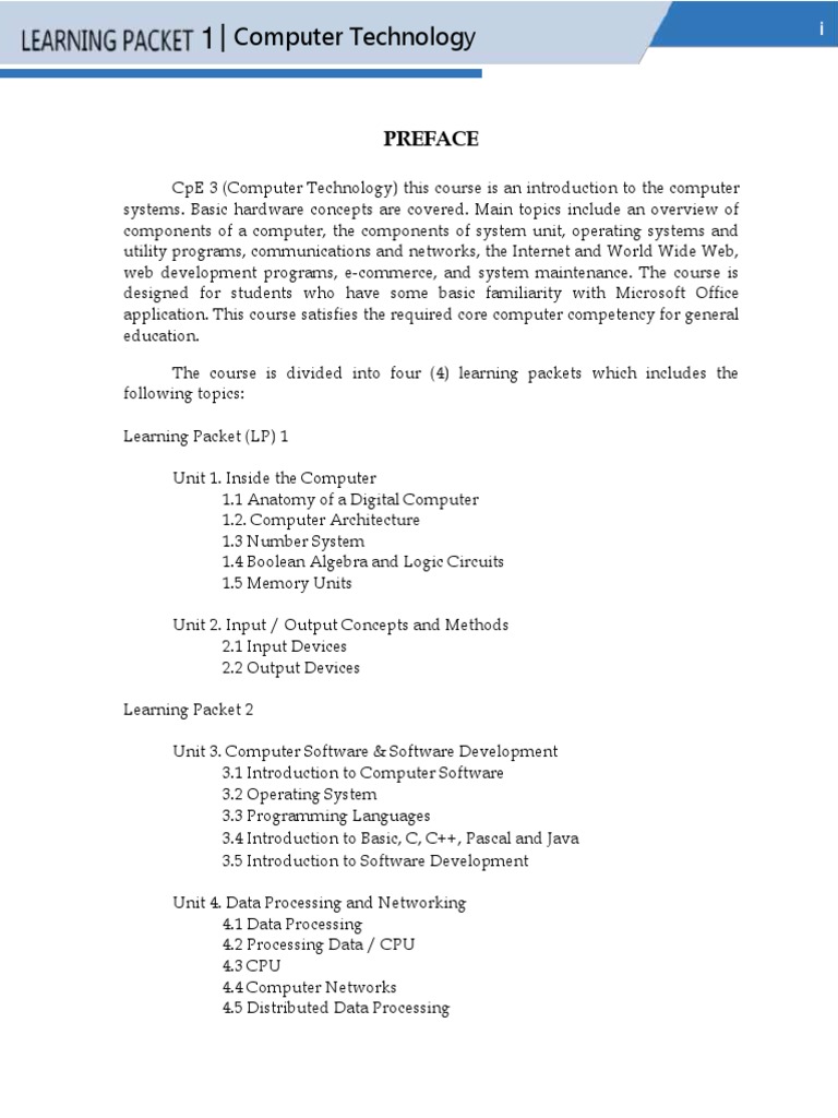 LP1 - Unit 1 - CPE 3 (Computer Technology) | PDF | Computer Data ...