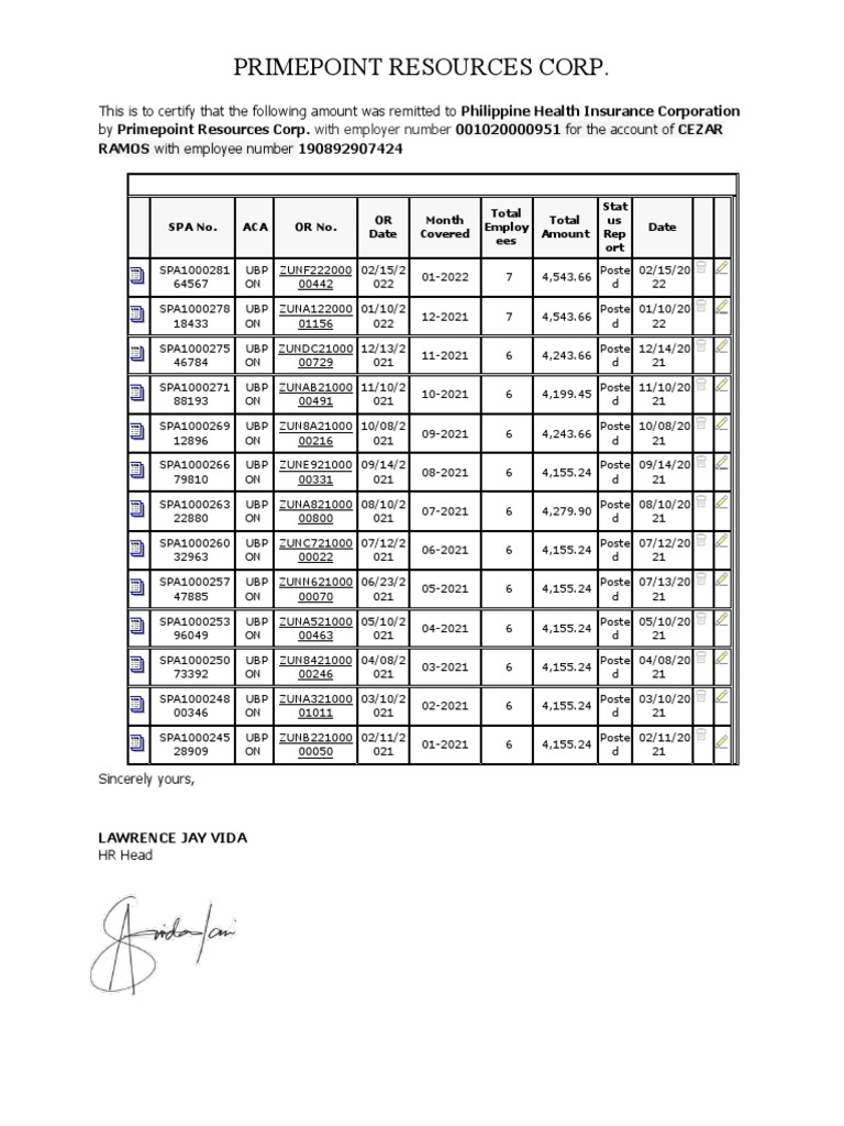 Certificate of Contribution-Philhealth | PDF | Health Sciences | Health ...