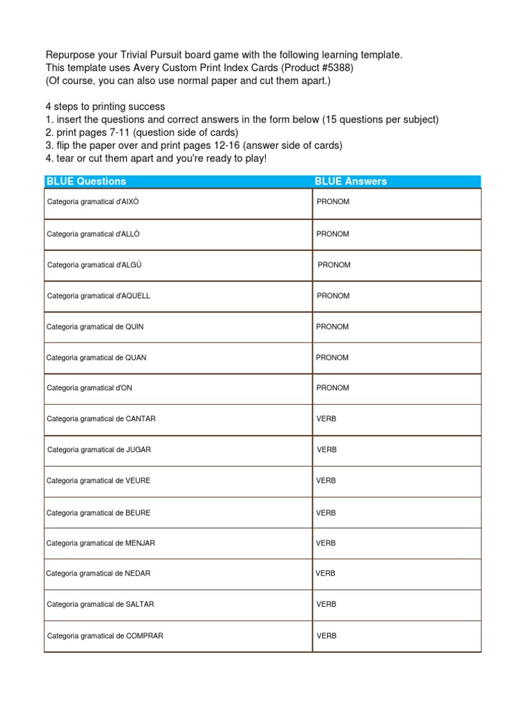 BLUE Questions BLUE Answers | PDF