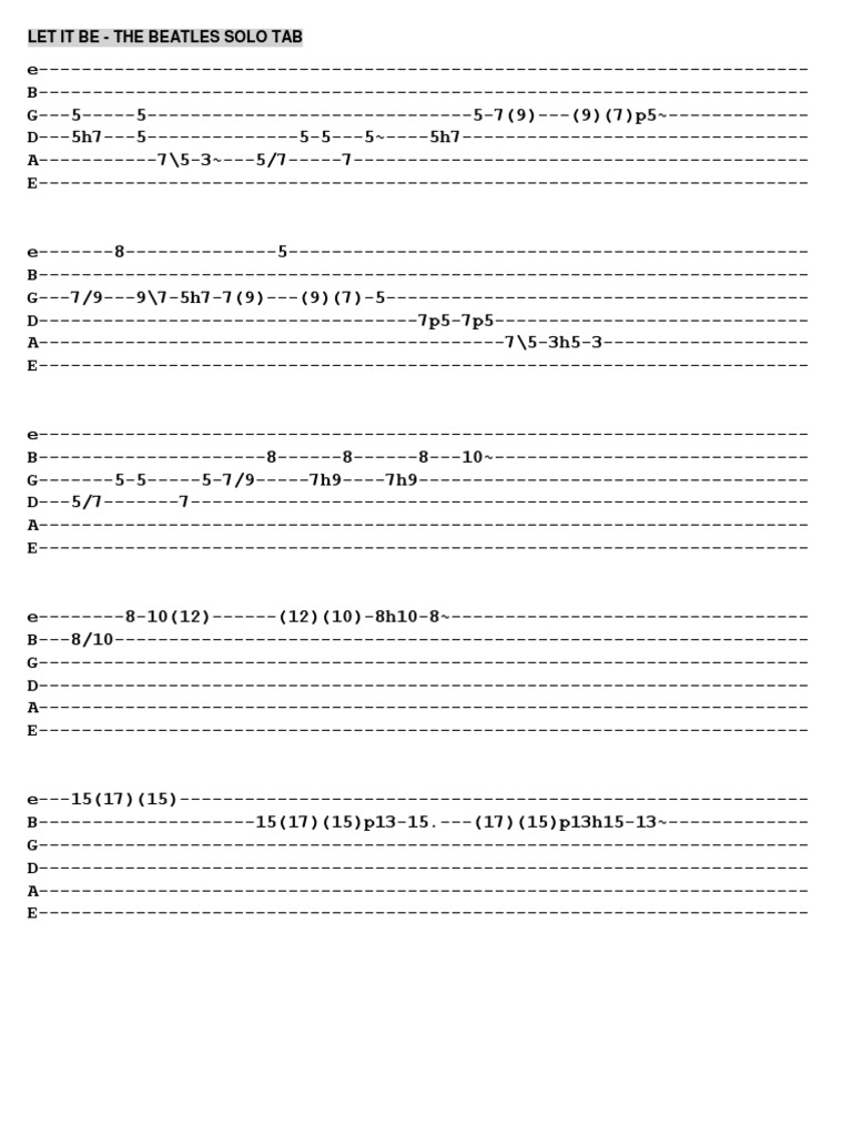 Let It Be Solo Tab-Album Version-003 | PDF