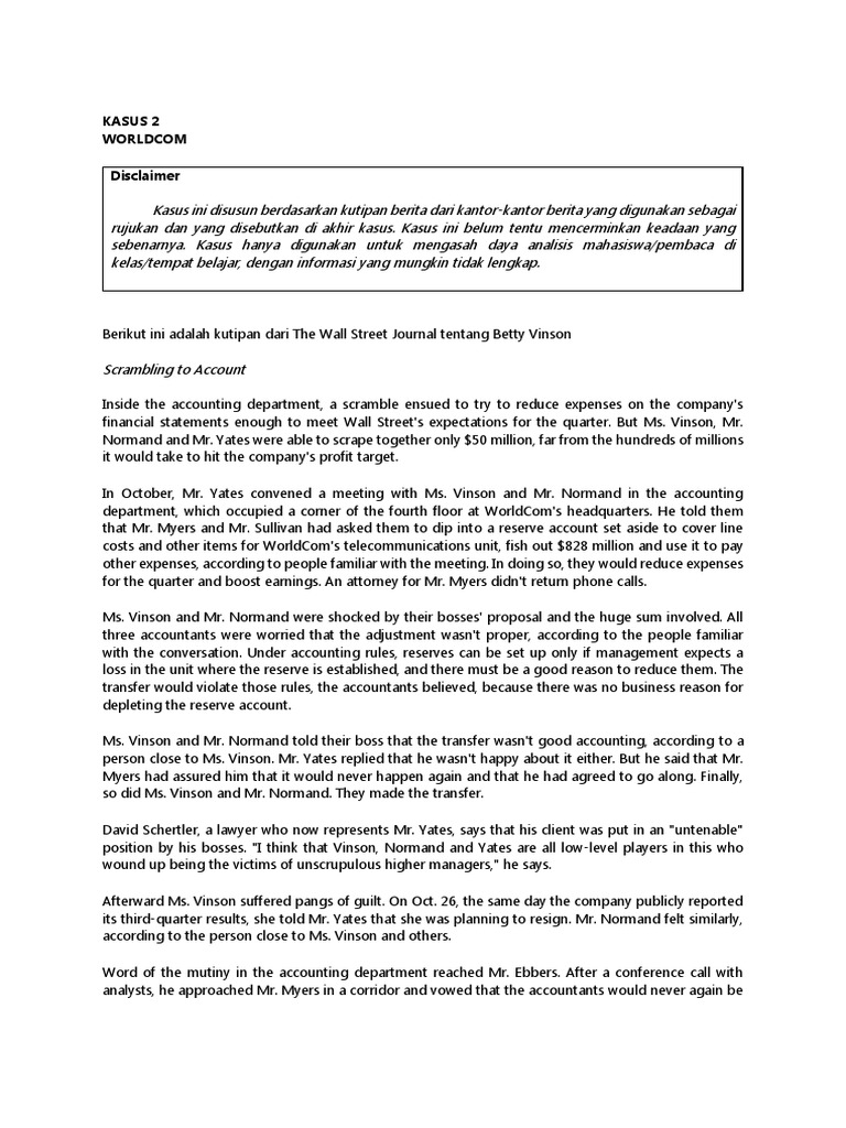 WorldCom Accounting Scandal Analysis | PDF