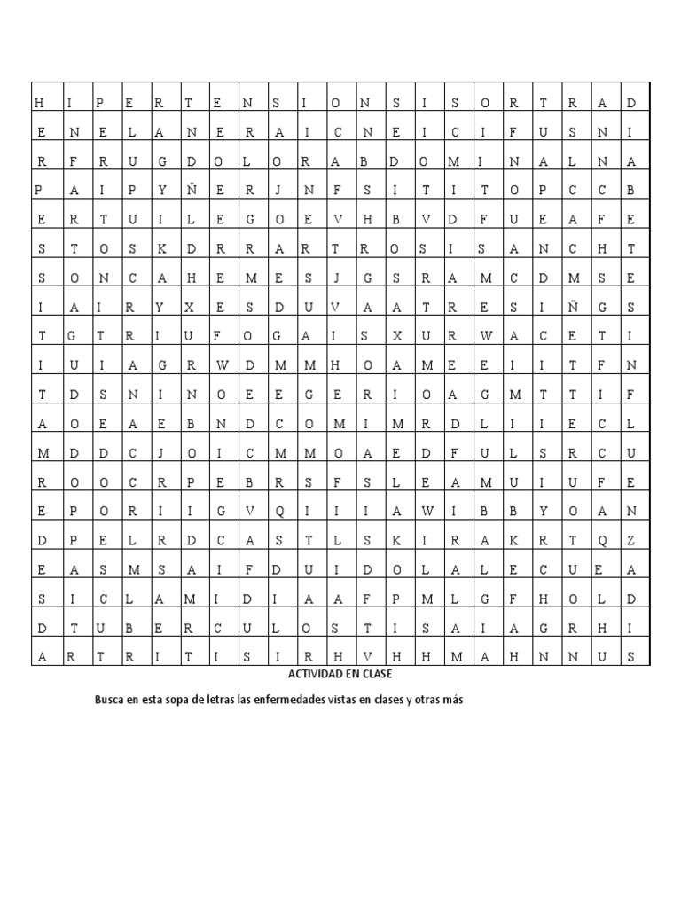 Sopa de Letras Enfermedades | PDF | Epidemiología | Medicina
