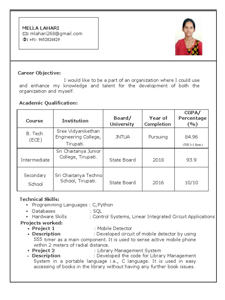 Resume of M. Lahari - ECE Graduate | PDF | Computing | Software Engineering