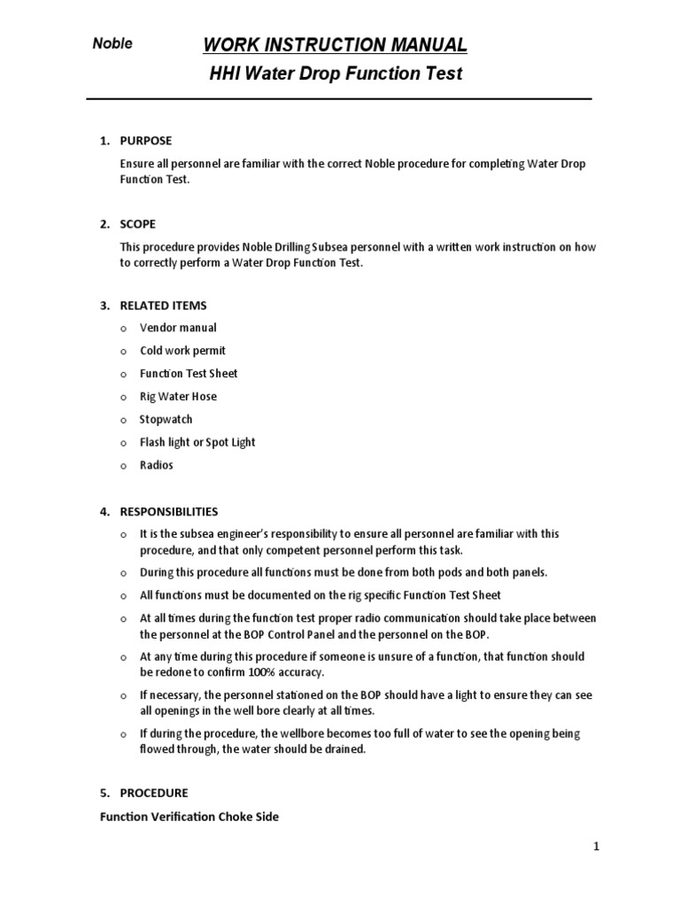 Water Drop Function Test Procedure: Ensuring Proper Operation of the ...