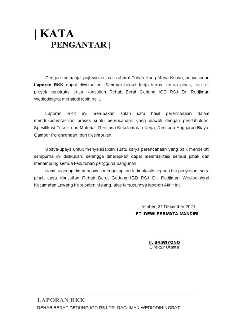 Laporan RKK Pengawas | PDF