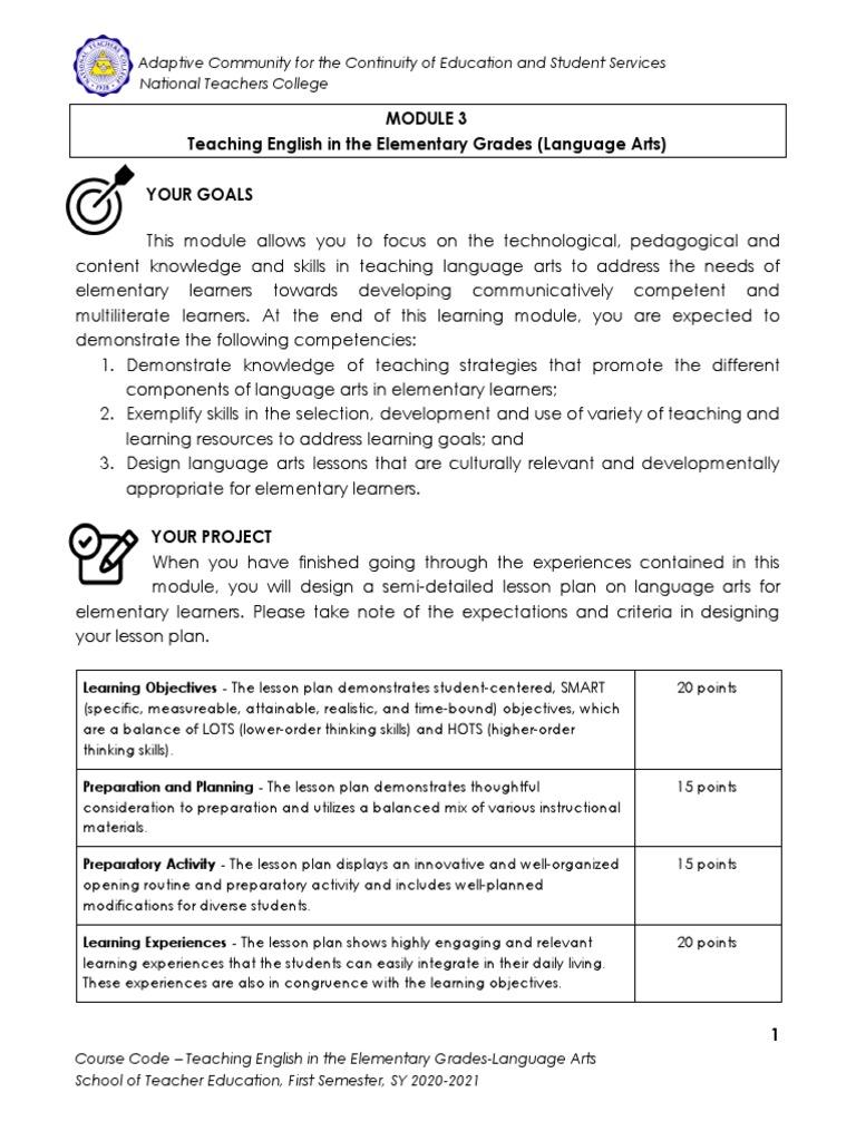 Teaching English Language Arts in Elementary | PDF | Lesson Plan ...