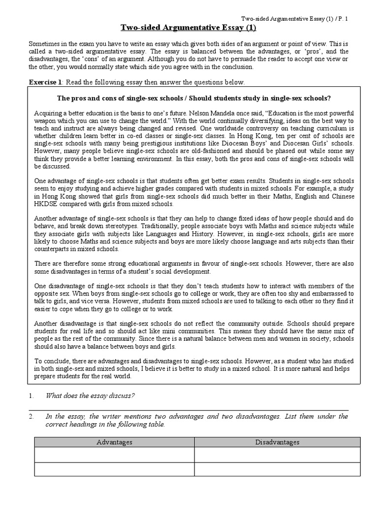 2122 - Two-Sided Argumentative Writing | PDF