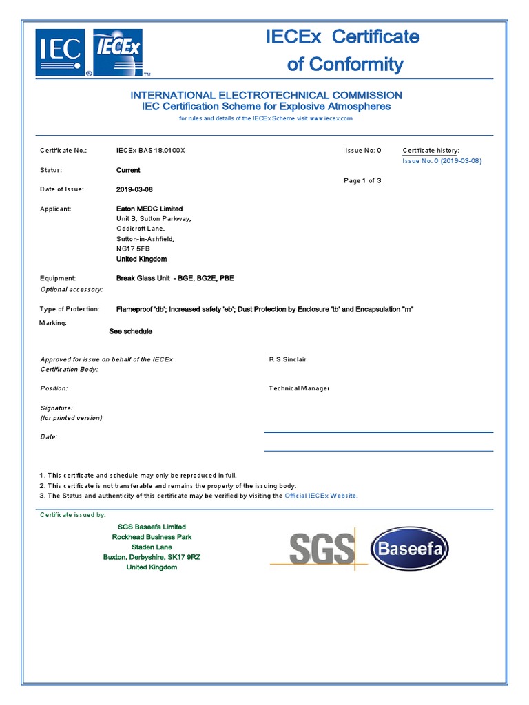 Certificado Iecex Estaciones Manuales | PDF | International ...