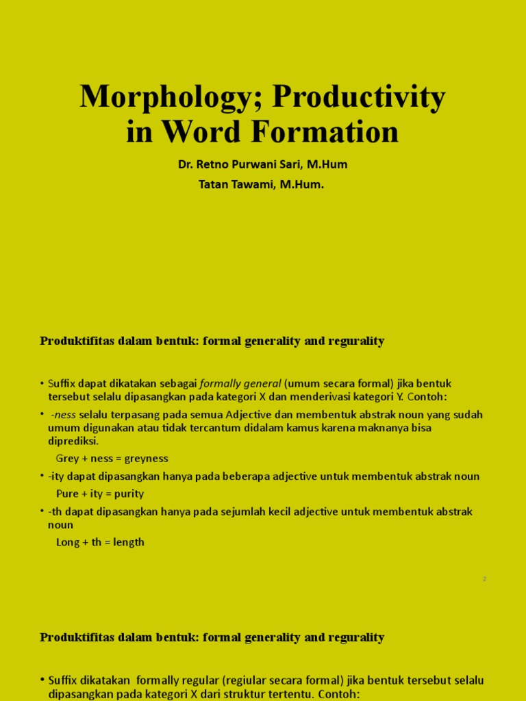 Morphology Productivity of Word Formation | PDF