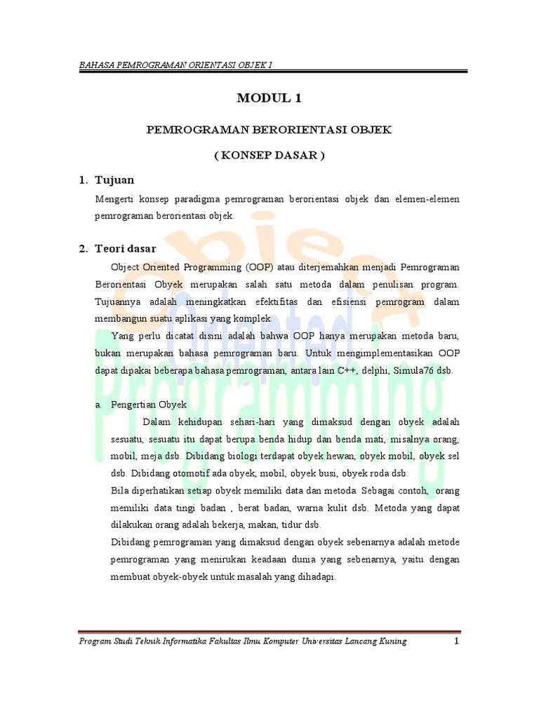 MODUL 1. Konsep Dasar OOP | PDF | Seni