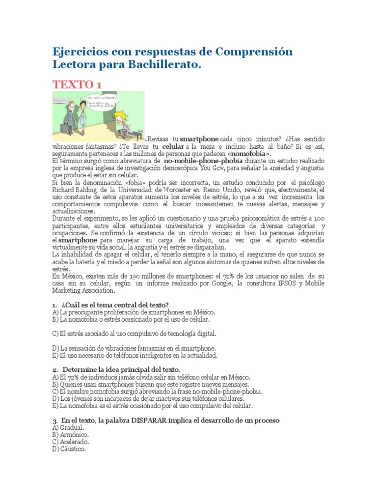 Ejercicios Comprensión Lectora Para Bachillerato (1) | PDF | Leonardo Da Vinci | Dormir