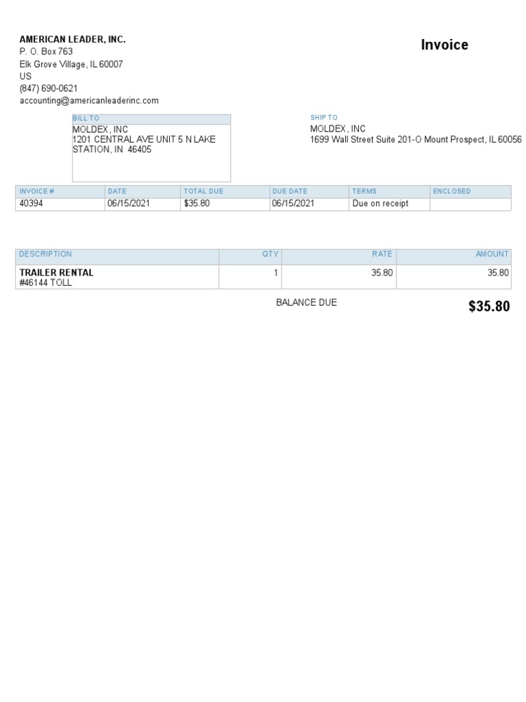 Invoice Trailer Rent | PDF