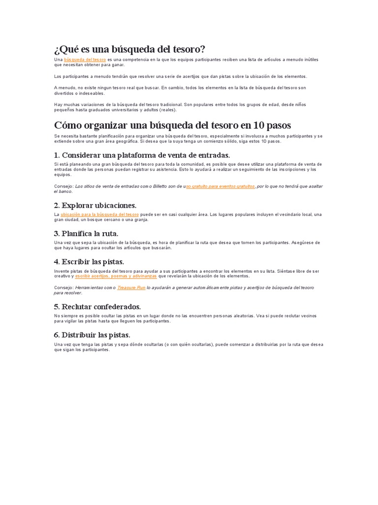Ideas y consejos para búsquedas del tesoro | PDF | Red mundial ...