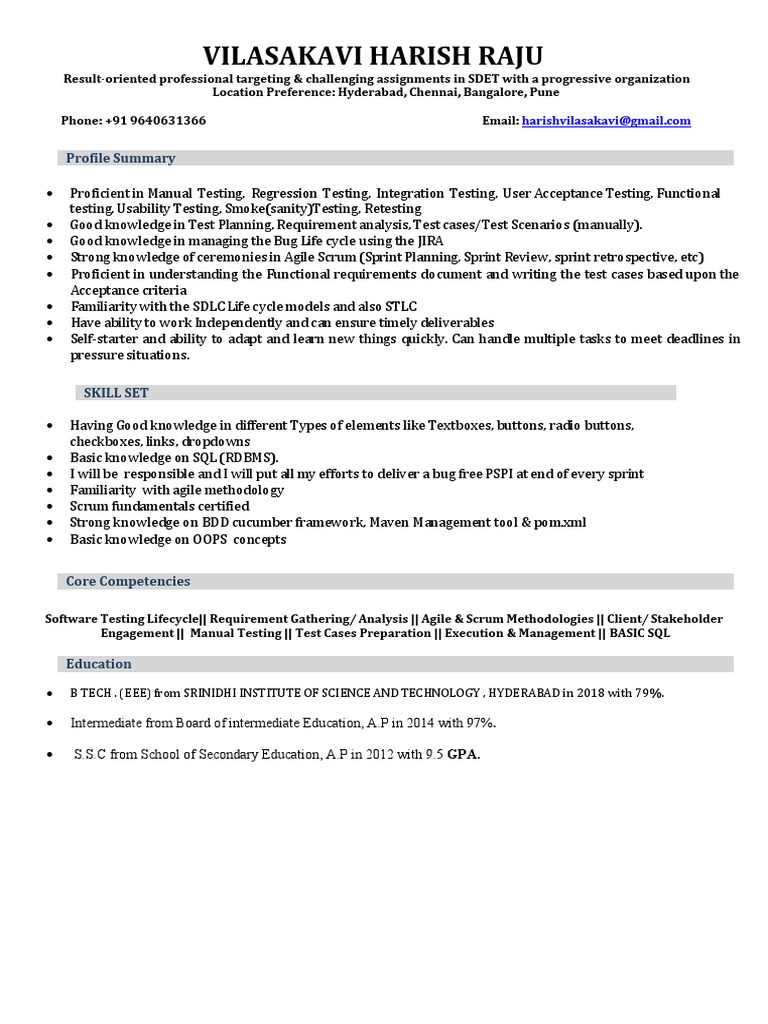 Harish New - Resume | PDF | Agile Software Development | Scrum (Software Development)