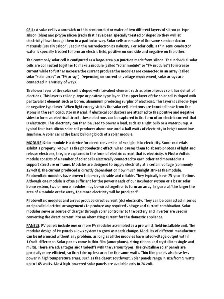 Cell, Module, Panel, Array | PDF | Photovoltaics | Solar Cell