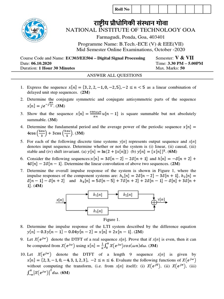 DSP Online Mid Exam 2020 | PDF | Electronics | Electrical Engineering