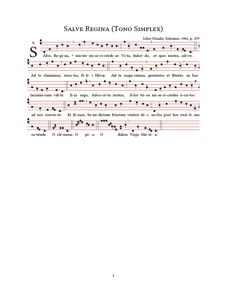Salve Regina Tono Simplex | PDF