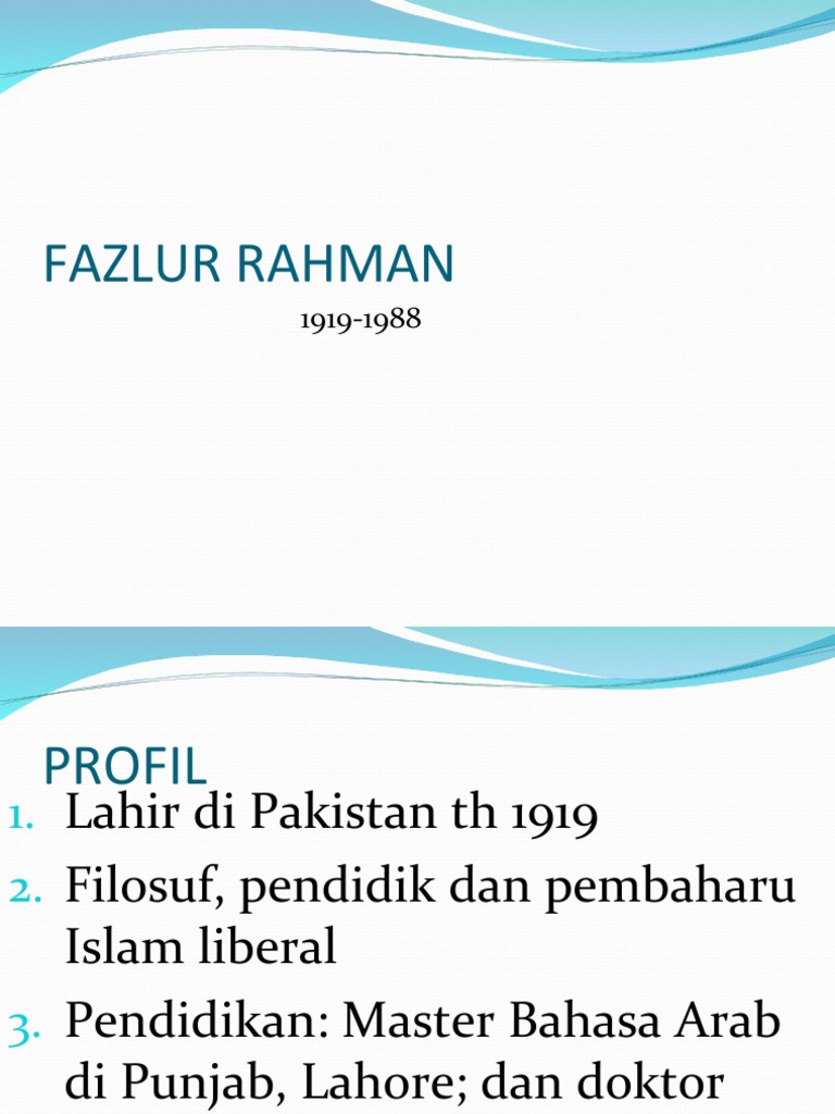Fazlur Rahman | PDF