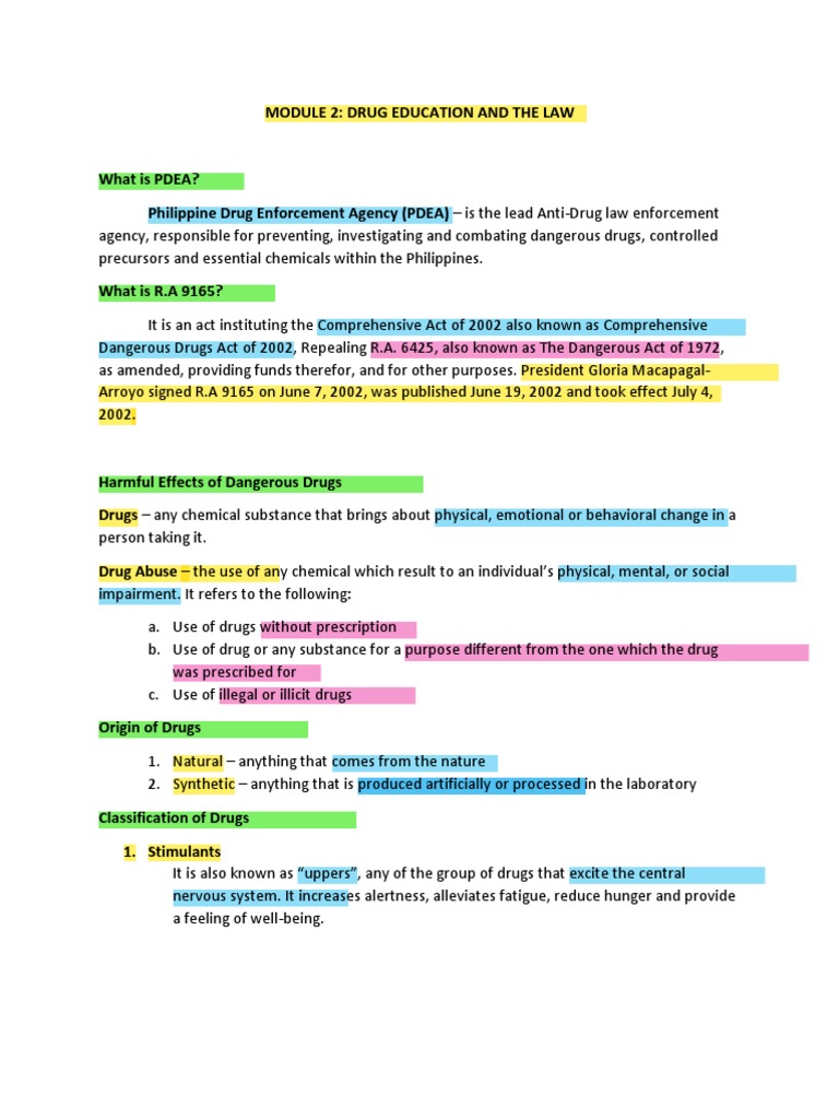 Module 2 - Drug Education | PDF | Substance Abuse | Drugs