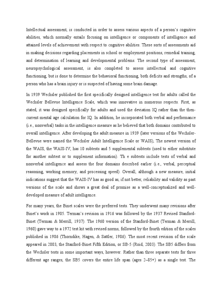 Intellectual Assessment | PDF