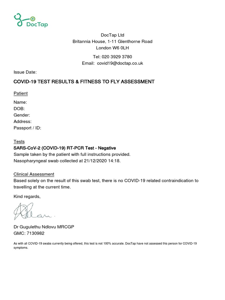 PCR Certificate Example | PDF