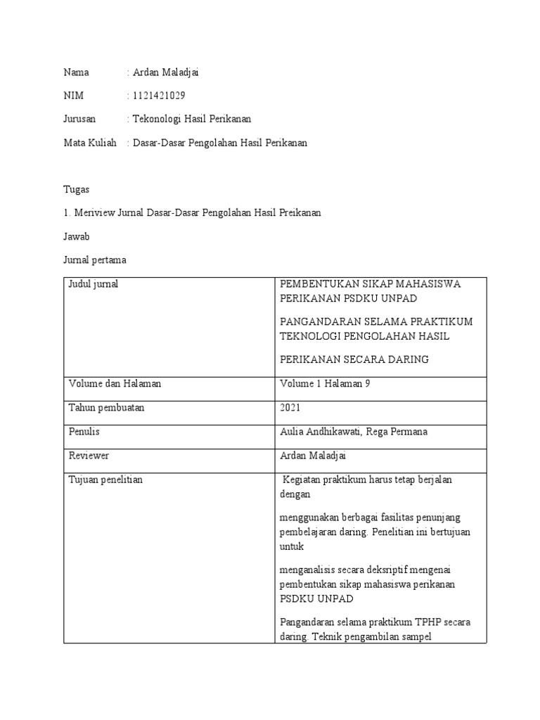 Tugas Riview Jurnal Ardan Maladjai | PDF